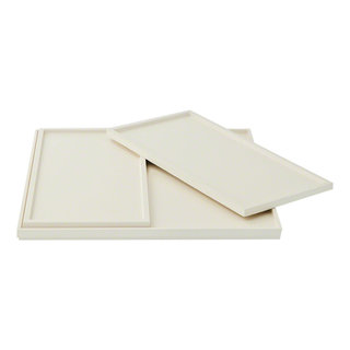 3-Piece Lacquered Ivory Cream Wood Nesting Tray Set, Midcentury Simple ...