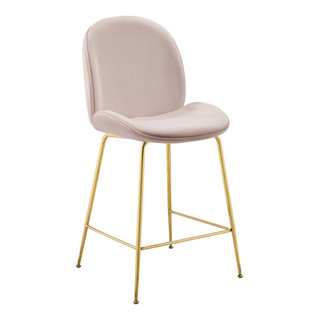 Velvet Counter Stool, Gold Luxe Glam Contemporary Modern Counter Stool ...