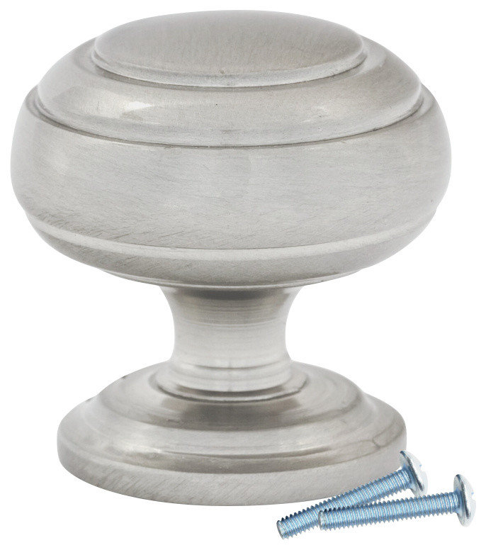 Classic Round Ring Brushed Nickel Cabinet Hardware Knob, 1-1/4 Inch ...