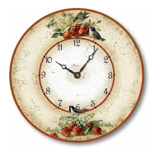 Vintage-Style Birds with Cherries and Strawberries Wall Clock ...