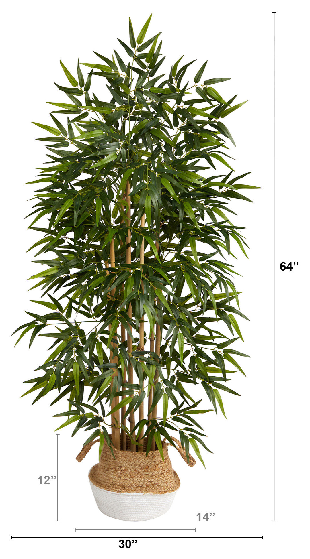 64" Bamboo Faux Tree W/Natural Bamboo Trunks Cotton & Jute Woven ...
