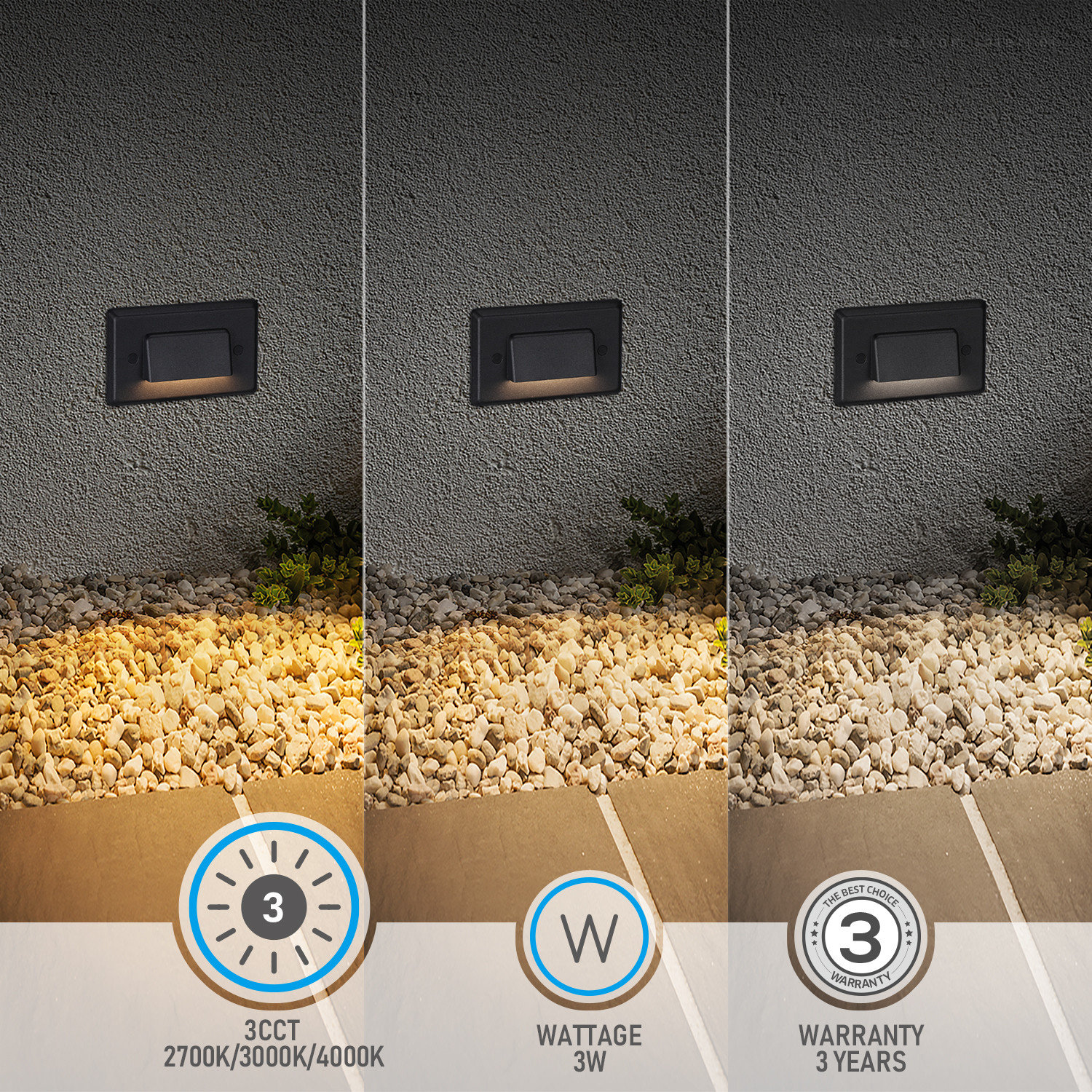 6 Pack LED 3CCT Deck Stair Light, 3W Commercial Dimmable Step Light ...