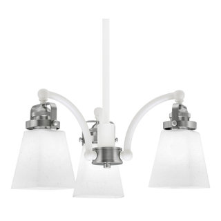 Easton 3 Light, Chandelier, White & Brushed Nickel, 4.5" Square White ...