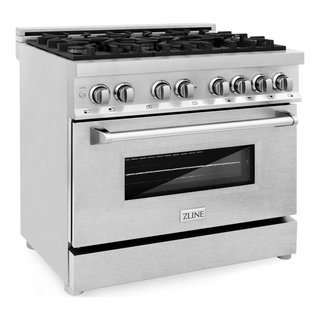 ZLINE 36 in. Professional Dual Fuel Range With DuraSnow Finish Door, RA ...