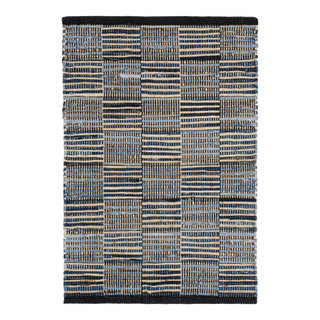 Denim Rag Gridwork Handwoven Cotton Rug, Runner-2'6" x 8' - Hall And ...