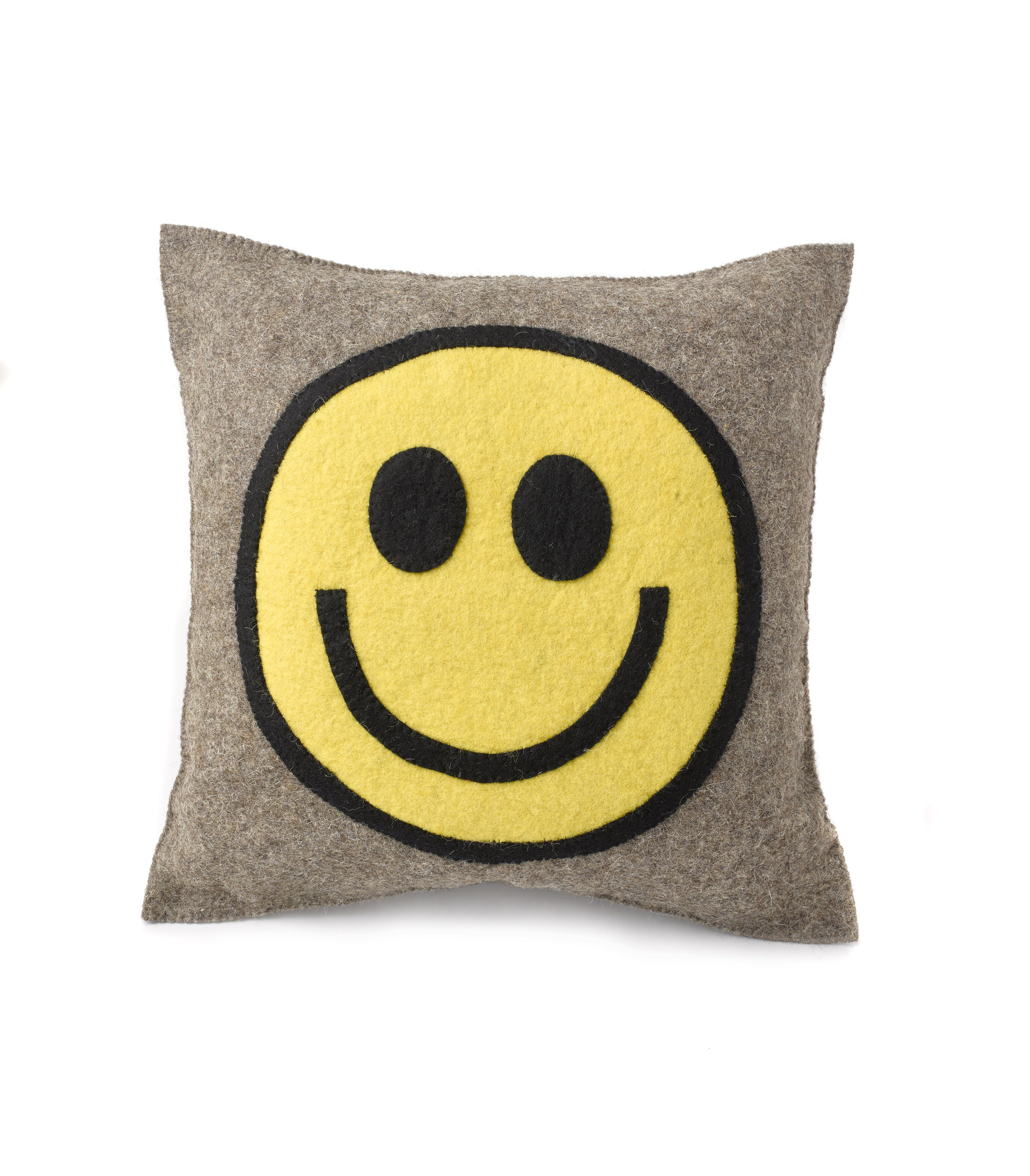 Hand Felted Wool Happy Sad Face Pillow, 20" - Contemporary - Decorative ...