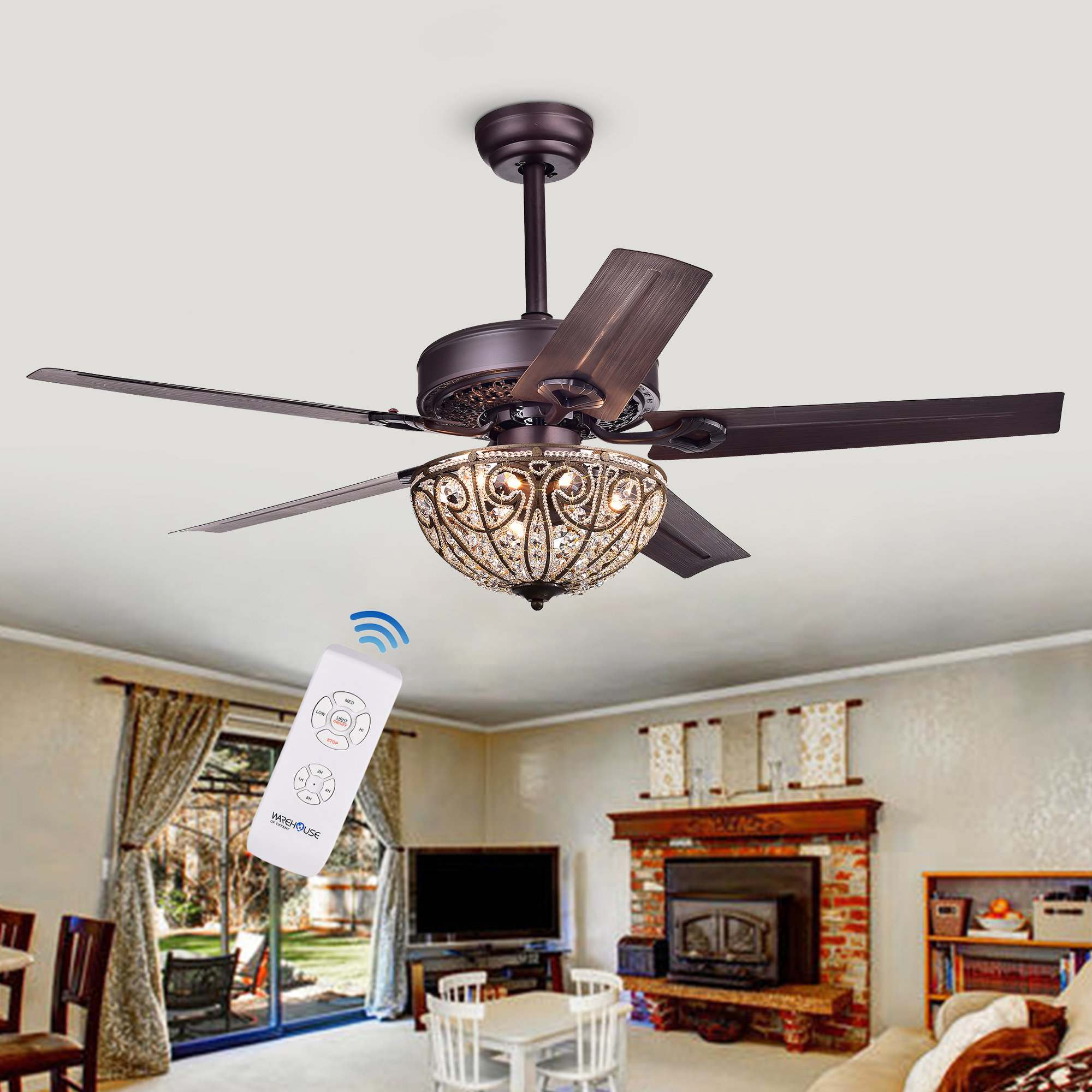 Catalina Crystal Ceiling Fan - Mediterranean - Ceiling Fans - by ...
