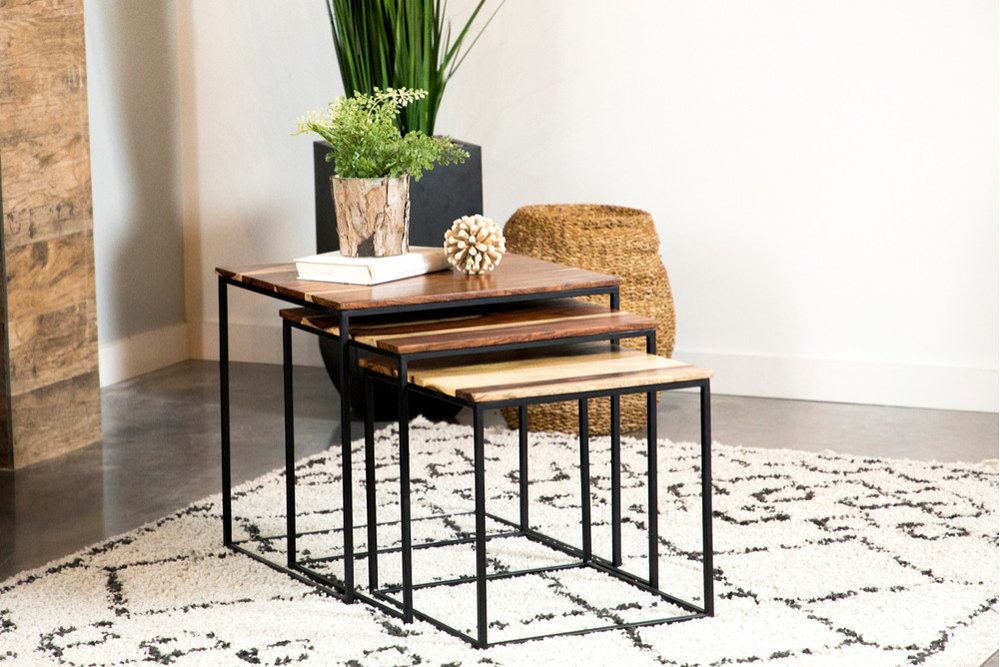 Belcourt 3-piece Square Nesting Tables Natural and Black - Industrial - Coffee Table Sets - by ...