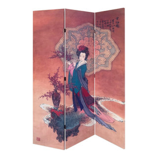 HomeRoots 6' Asian Dynasty Canvas Room Divider Screen - Asian - Screens ...