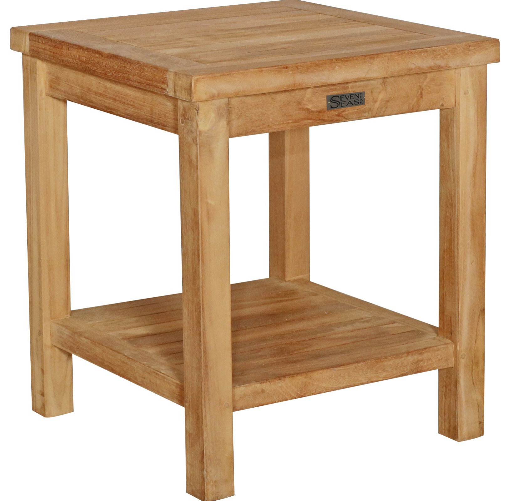 Teak Wood Bermuda Bathroom Shower Stool, Small - Transitional - Shower ...