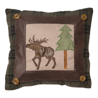 Moose Scrap Rustic Cabin Throw Pillow 18x18 - Rustic - Decorative ...