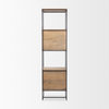 Morris Light Brown Wood w/ Black Metal Frame 4-Tier Shelving Unit ...