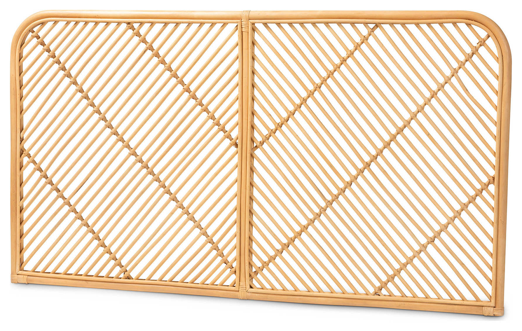 Sakina Modern Bohemian Natural Brown Rattan Queen Size Wall-mount ...