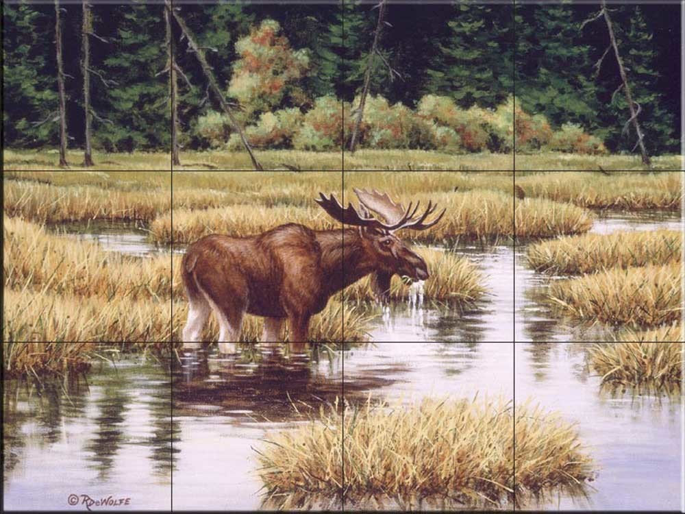 Tile Mural, Lone Bull by Richard De Wolfe, 24" x 18" (12 Tiles ...