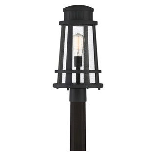 Quoizel Dunham 1 Light Outdoor Post, Earth Black/Clear Seeded Glass ...