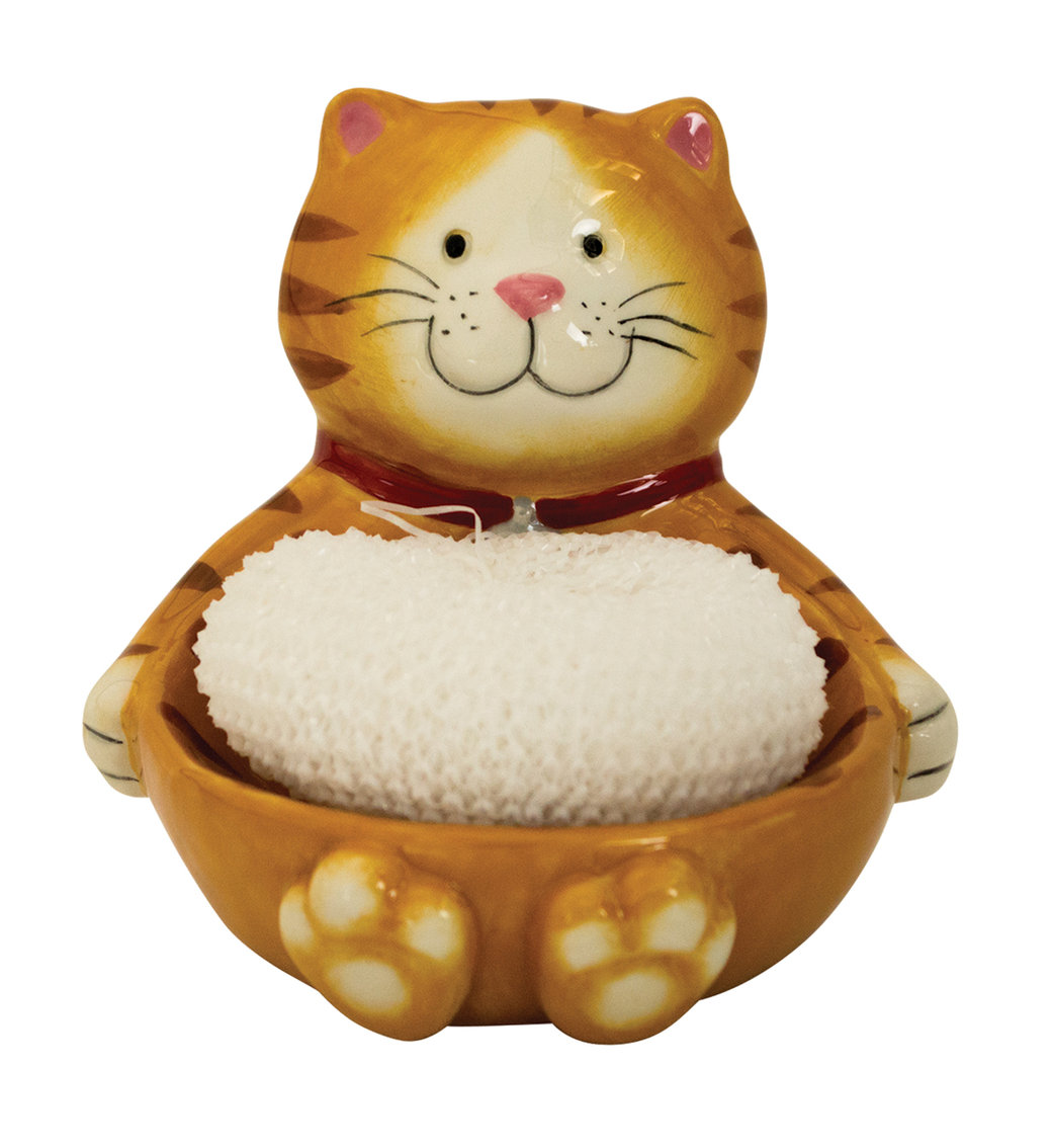 Boston Warehouse Earthenware Cat Scrubby Holder - Contemporary ...