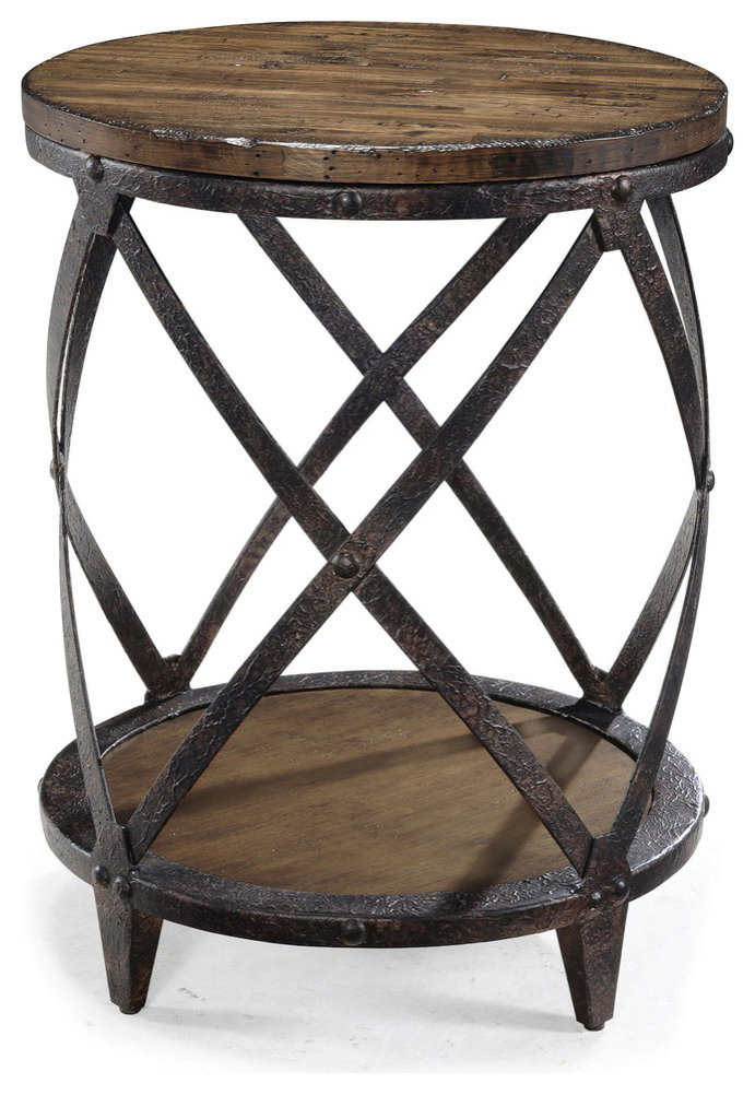 Emma Mason Signature Woodmage Round Accent Table in Distressed Natural ...