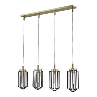 Reece 4-Light Aged Brass Island Pendant - Transitional - Kitchen Island ...