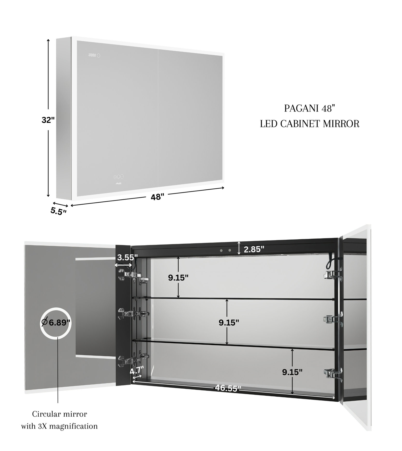 Pagani LED Mirror Cabinet, 48 Inch - Modern - Medicine Cabinets - by ...