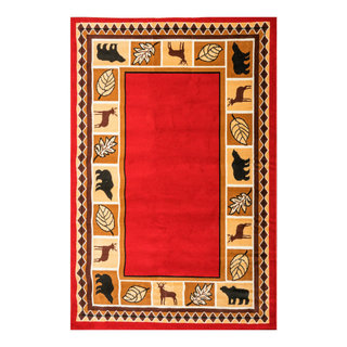 Wildlife Bear Moose Rustic Lodge Cabin Area Rug, 2'x4' - Rustic - Hall ...