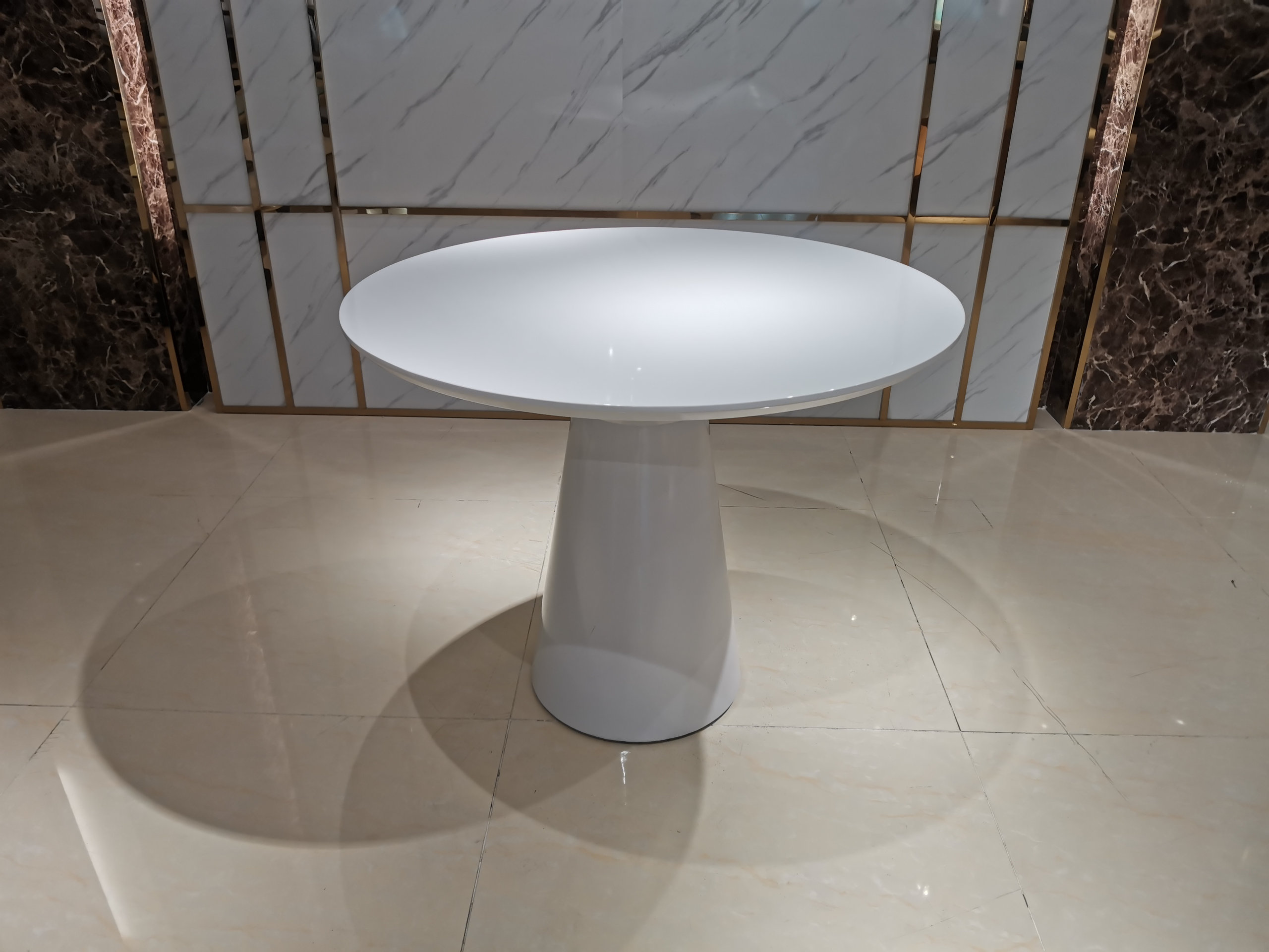 White Lacquer Top Dining Table With White Powder Coating Base ...