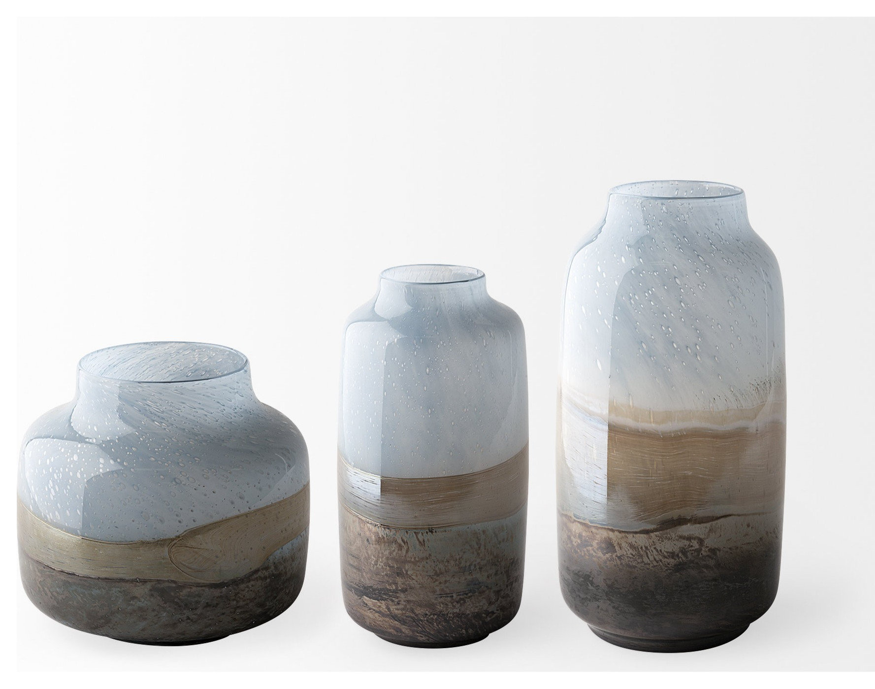 15" Ocean Wave Colored Bubble Glass Oval Urn Glass Vase - Contemporary - Vases - by USTRADEENT ...