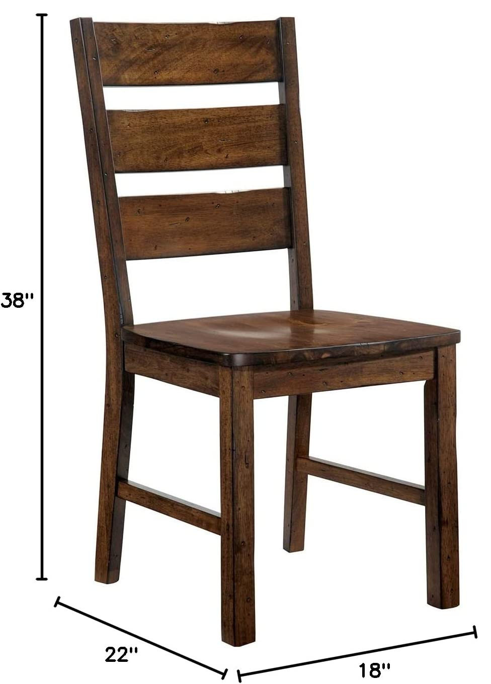 Benzara BM183653 Wooden Side Chair With Block Legs, Brown, Pack of Two ...