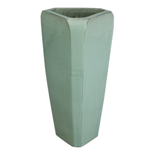 Large 36" Spa Blue Ceramic Triangle Pot - Farmhouse - Indoor Pots And ...