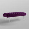 53" Purple And Silver Upholstered Velvet Bench - Midcentury ...