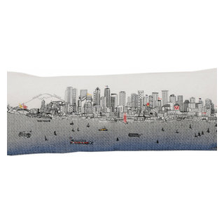 46" White Seattle Daylight Skyline Lumbar Decorative Pillow ...
