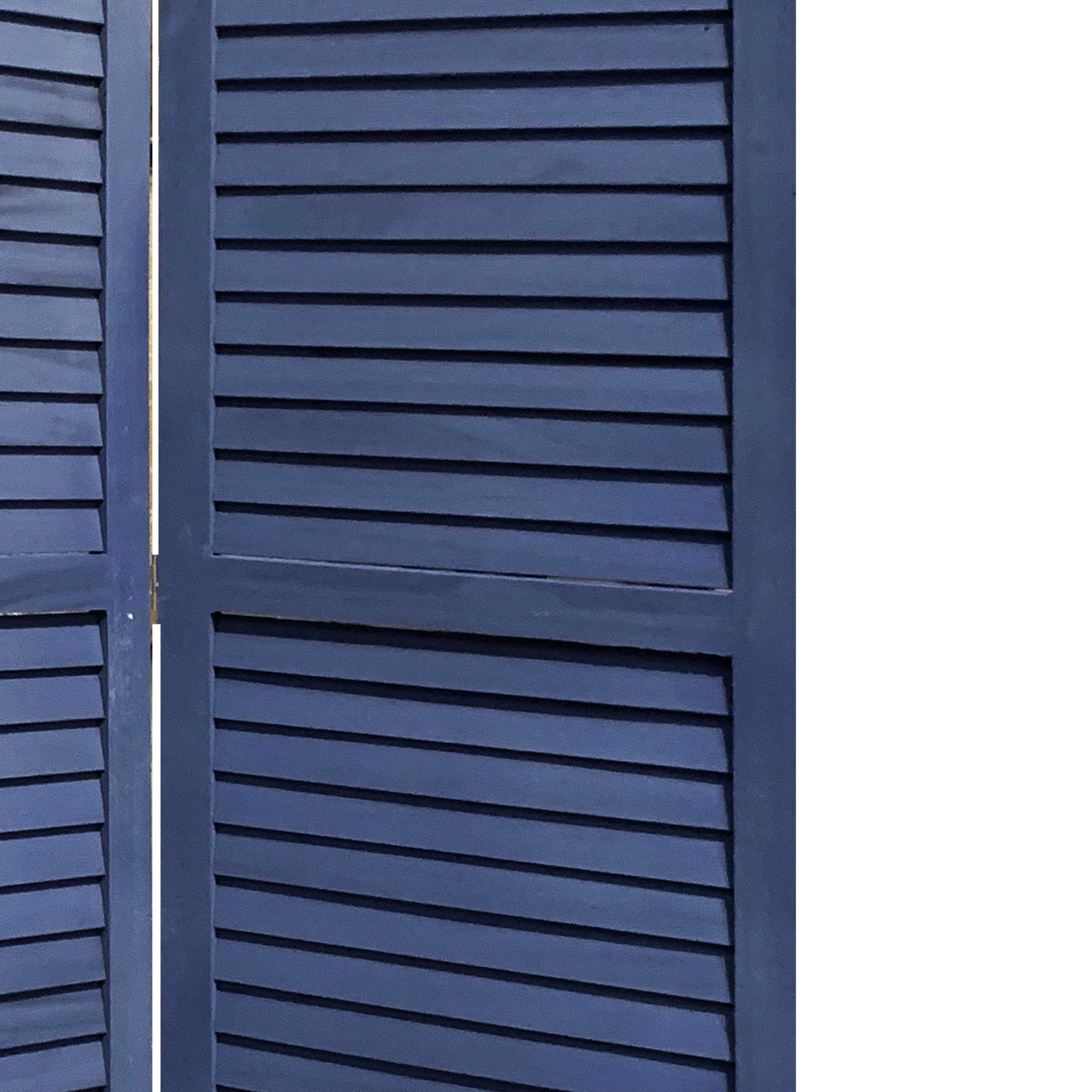 HomeRoots 3 Panel Dark Blue Shutter Screen Room Divider - Contemporary ...