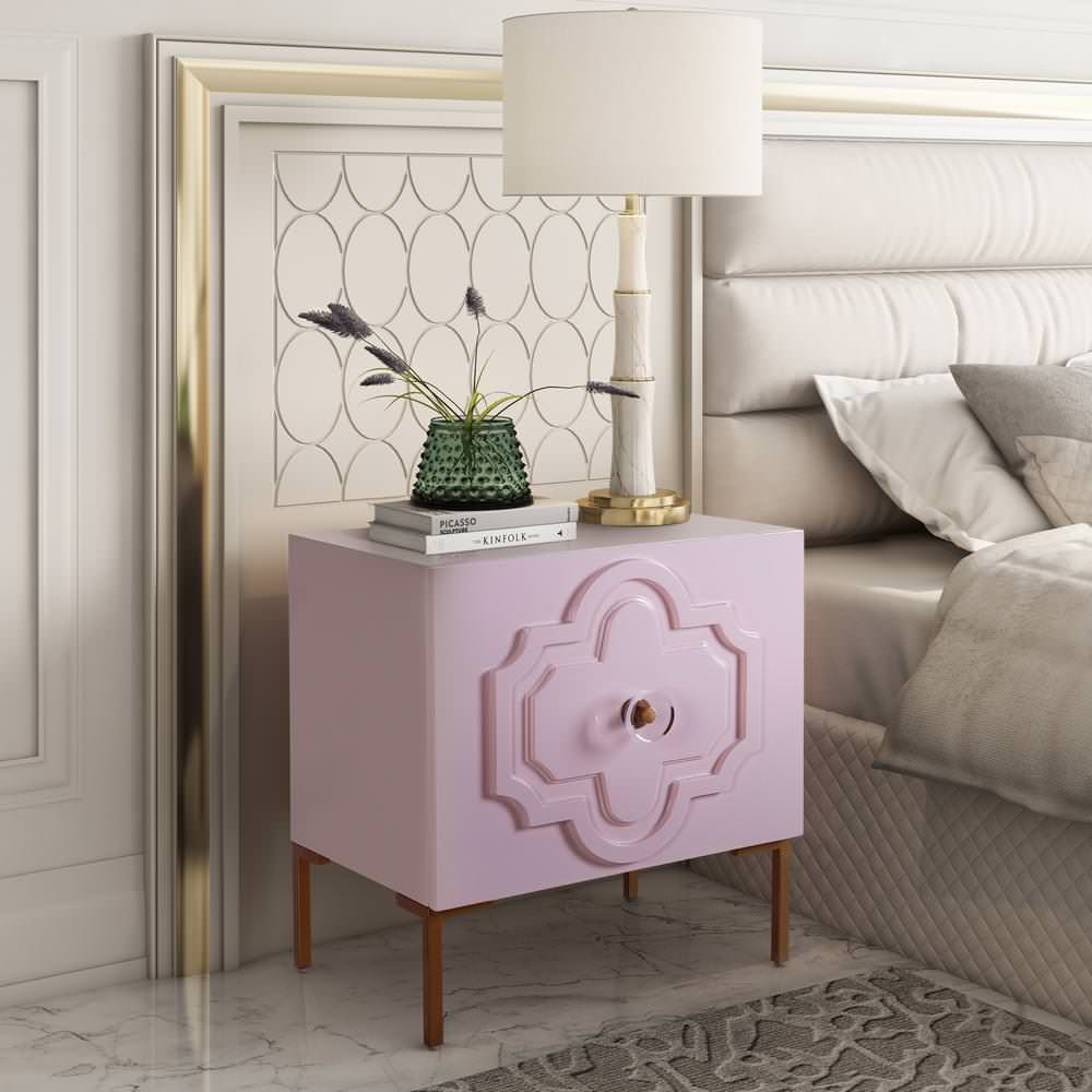 Anna Pink Lacquer Side Table - Contemporary - Side Tables And End ...