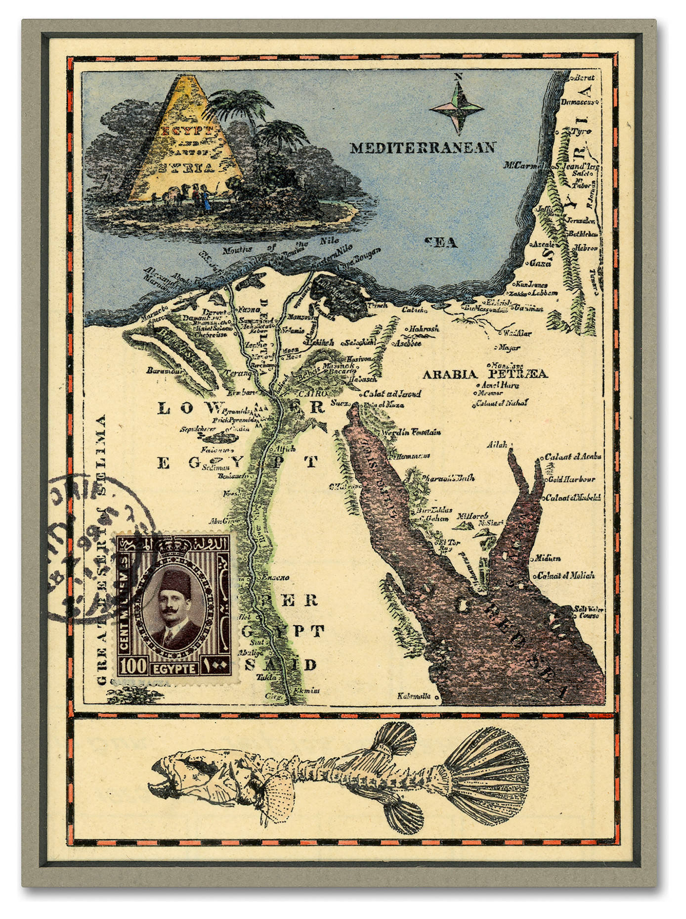 Nick Bantock 'Egypt Map' Canvas Art, 19x14 - Contemporary - Prints And ...