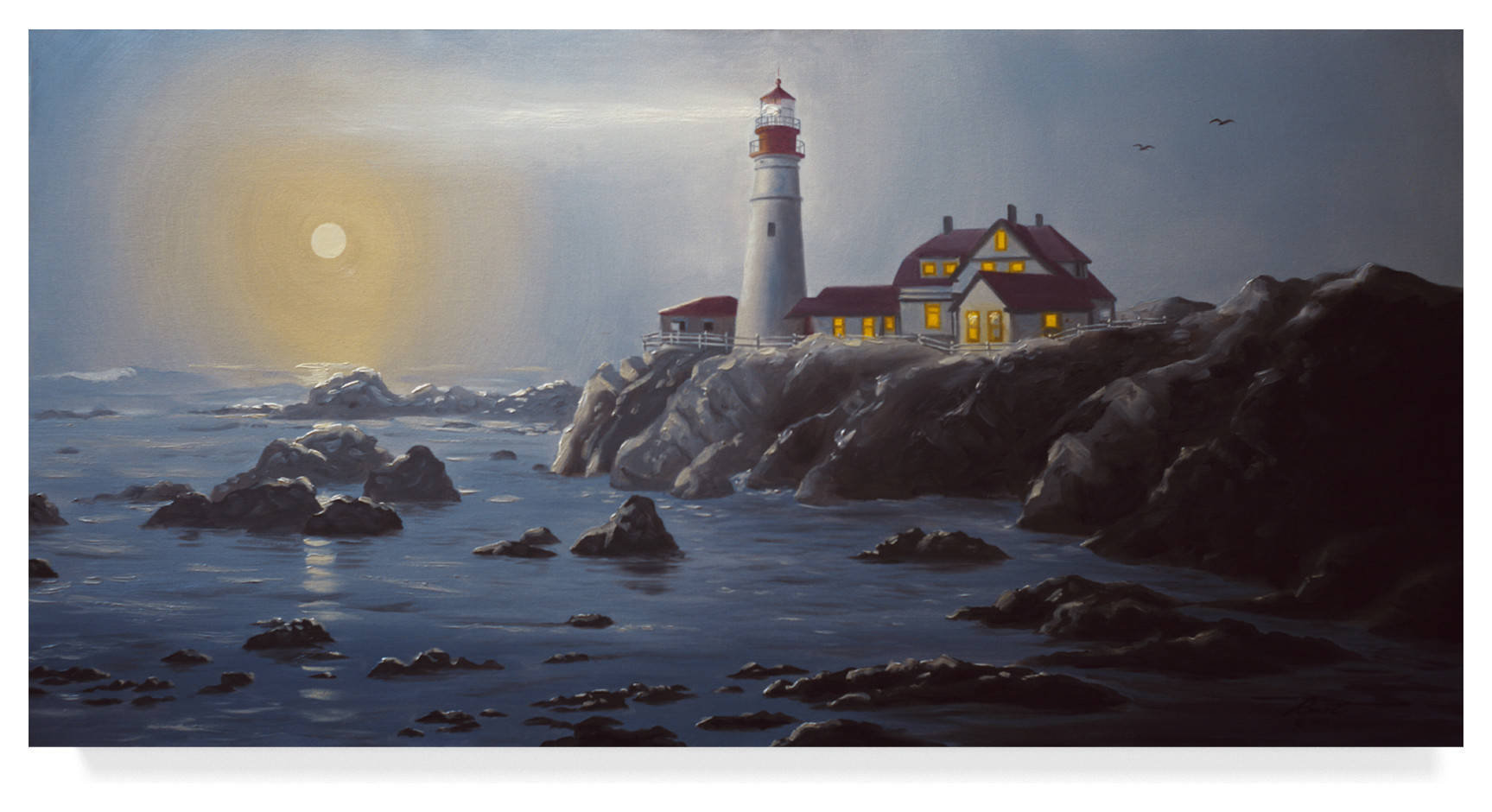 "Lighthouse" by D. Rusty Rust, Canvas Art, 32"x16" - Beach Style ...