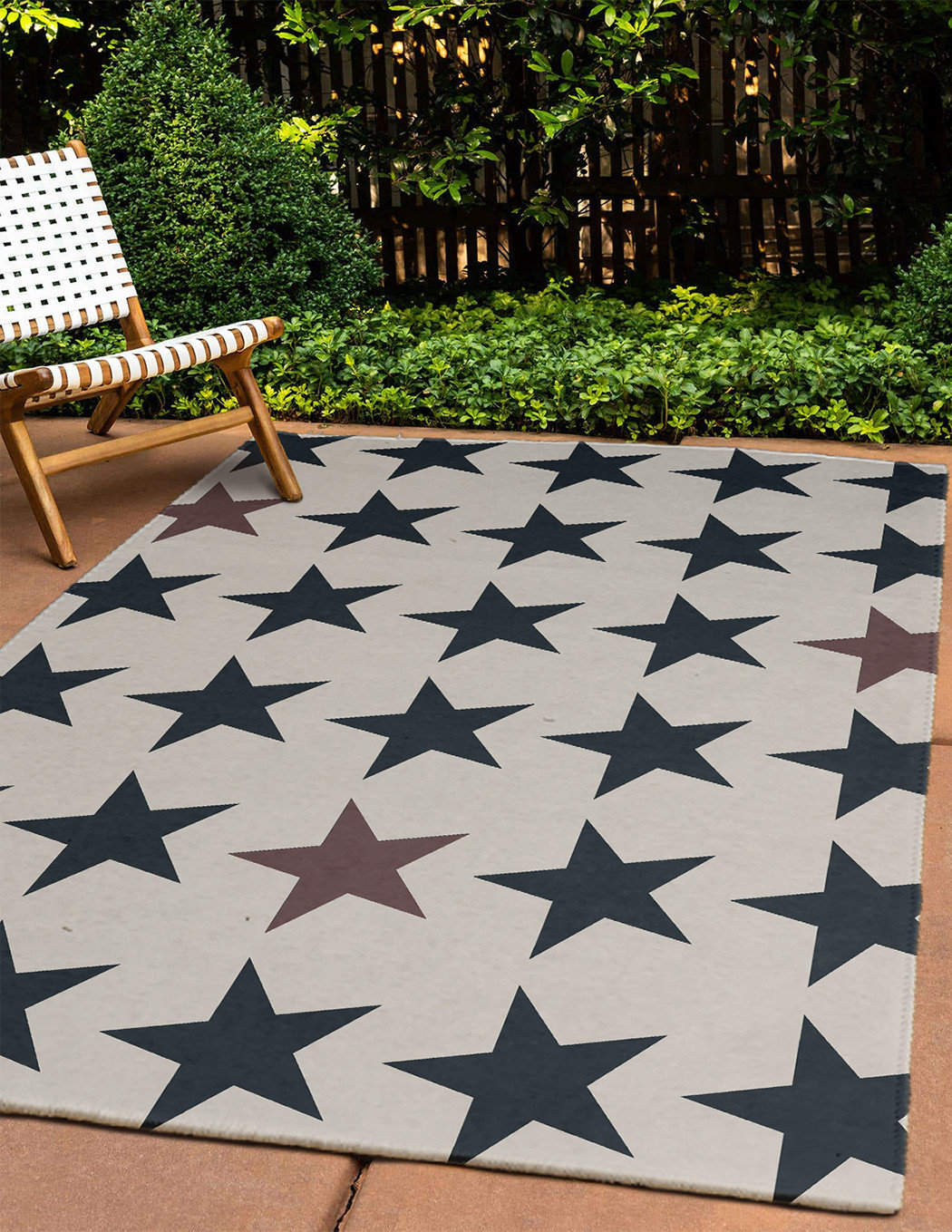 Stars with Blue and Red Americana Chenille Area Rug, 4'x6 ...