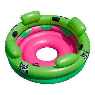 75" Bright Green and Pink Inflatable Shock Rocker Swimming Pool Float ...