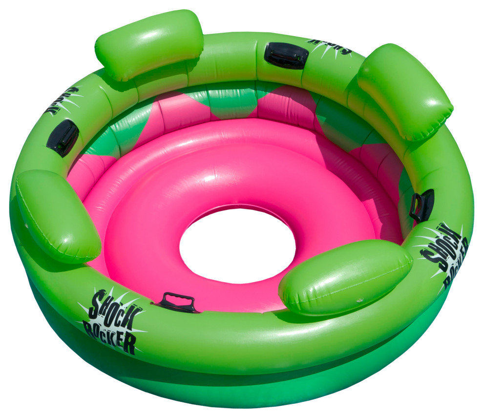 75" Bright Green and Pink Inflatable Shock Rocker Swimming Pool Float ...