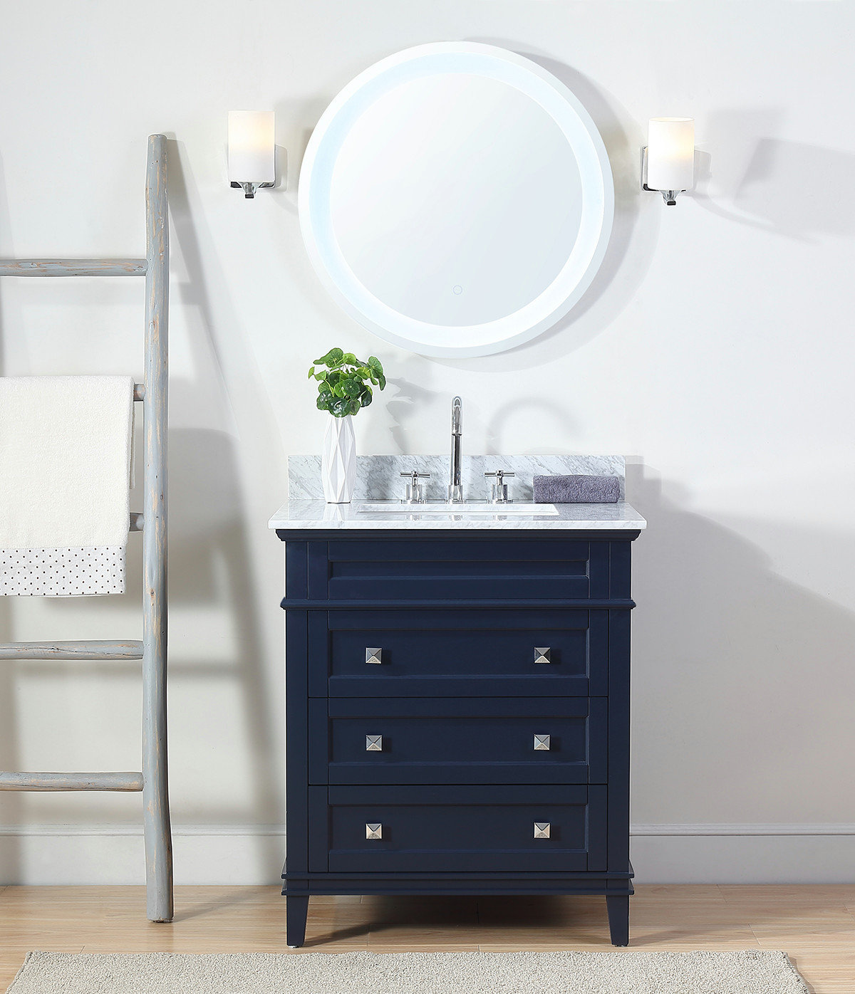 30" Felix Navy Blue Modern Bathroom Vanity - Transitional - Bathroom ...