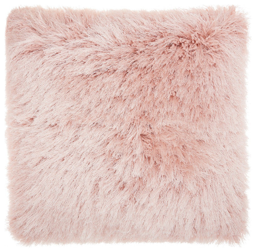 Fluffy Rose Pink Shag Accent Throw Pillow - Contemporary - Decorative ...