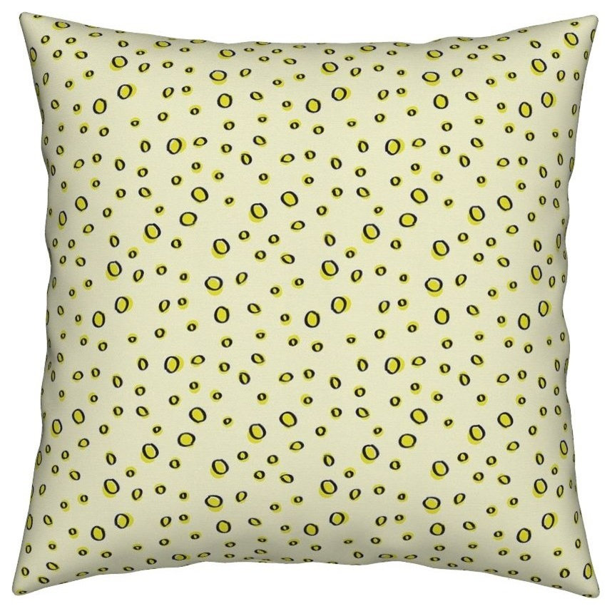 Pale Yellow Circles Geometric Shapes Polka Throw Pillow - Contemporary ...