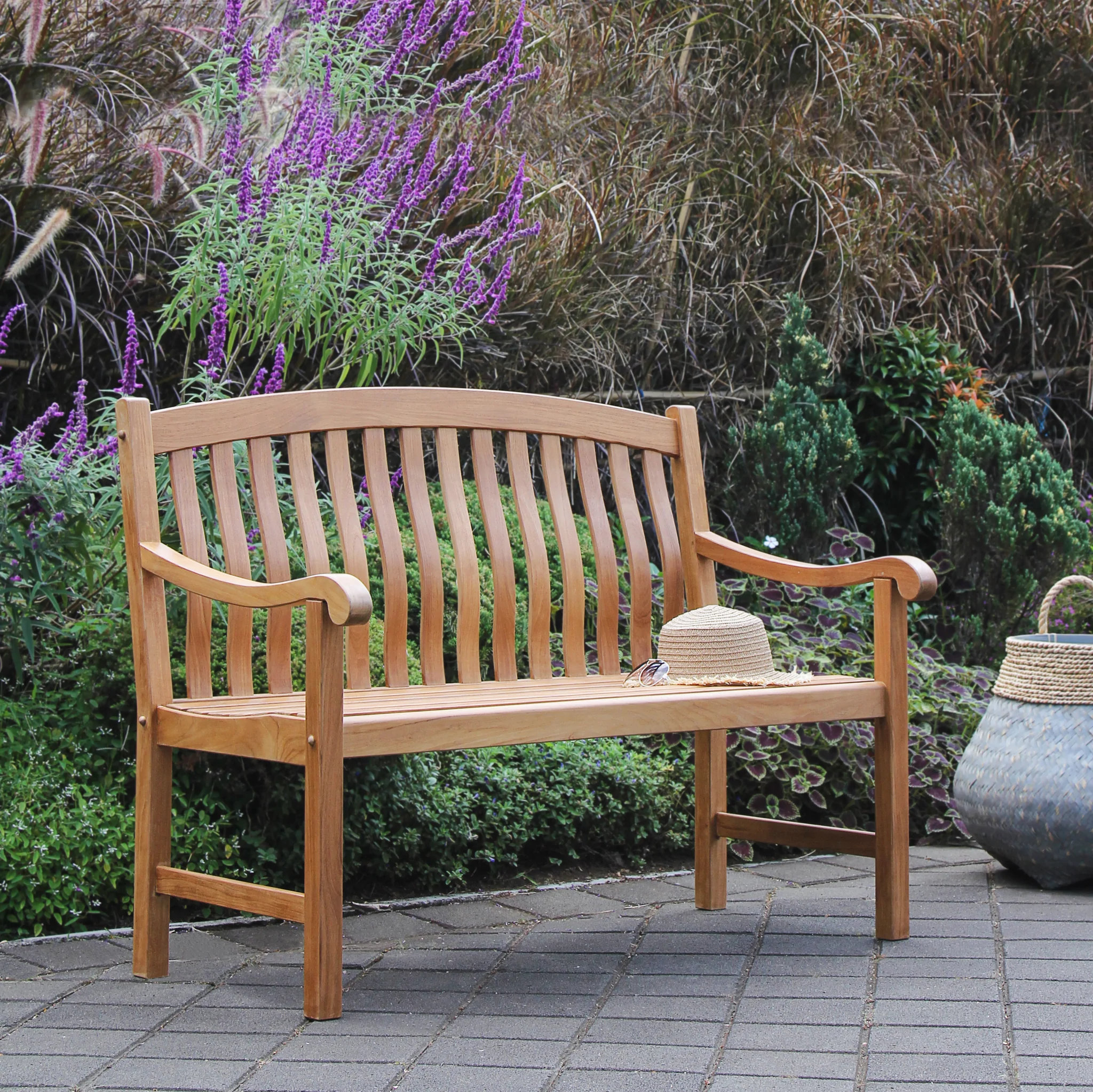Vermont Teak Wood Outdoor Bench - Transitional - Outdoor Benches - by ...