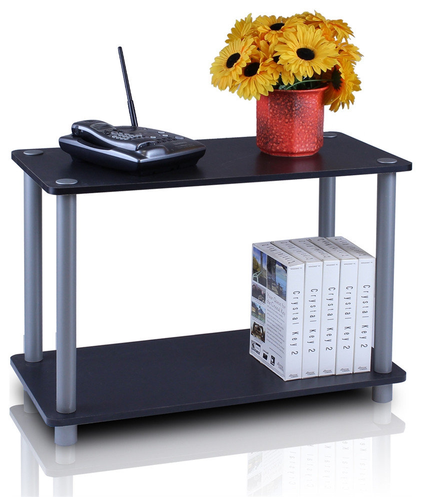 Turn-N-Tube 2-Tier No Tools Tube Shelf/End Table, Black/Grey ...
