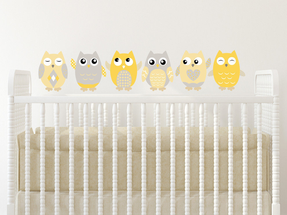 Owls Fabric Wall Decals, Set of 6, Orange, 10" Tall, 10 Inch ...