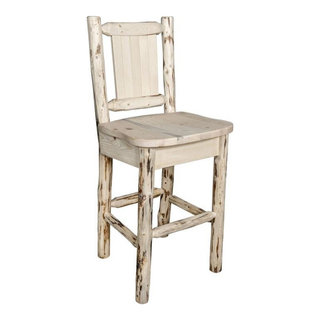 Montana Woodworks 30" Barstool with Back and Engraved Moose Design in ...