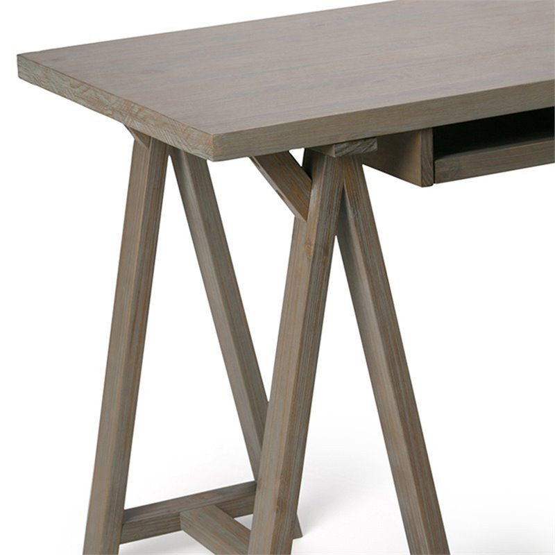 Atlin Designs 50" Rustic Solid Pine Wood Computer Desk in Distressed ...