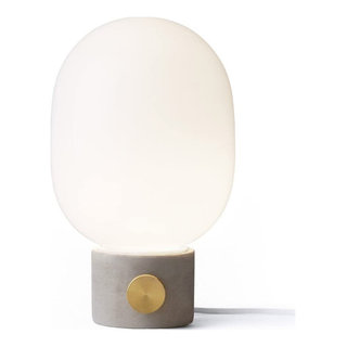 Contemporary Concrete Base Table Lamp with Round Glass Shade in White ...
