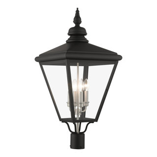 4 Light Black Outdoor Extra Large Post Top Lantern, Brushed Nickel ...