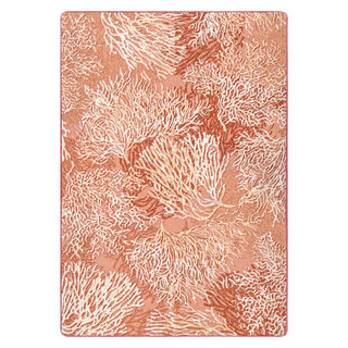 Oceanic Blooms, Coral, 5'x8', 5'x8' - Beach Style - Area Rugs - by ...