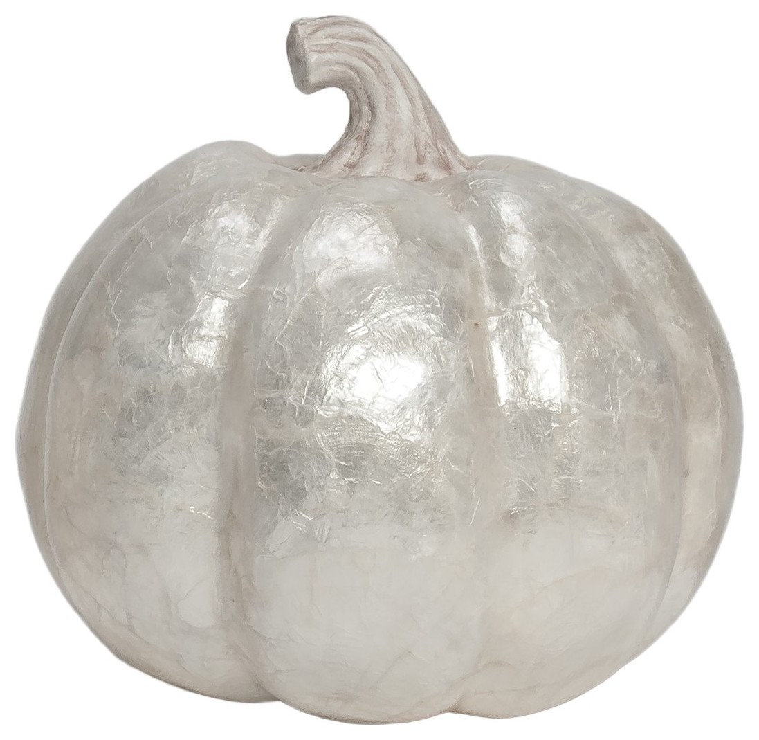 8" Large Capiz Pumpkin, White - Farmhouse - Decorative Objects And ...