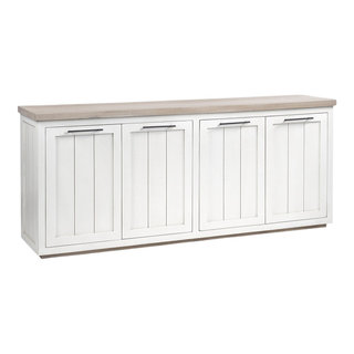 73" Brown and White Solid Wood Sideboard With Four Doors - Transitional ...
